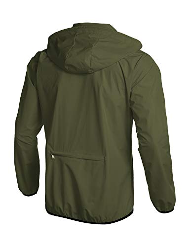 COOFANDY Men's Packable Rain Jacket Outdoor Waterproof Classic Cycling Raincoat with Hood