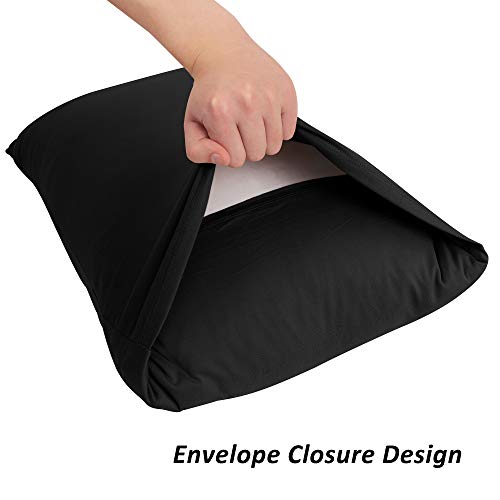 Stretch Pillowcases Standard Size 2 Pack - Micro Jersey Knit & Ultra Soft - Set of 2 Pillow Cases, Black