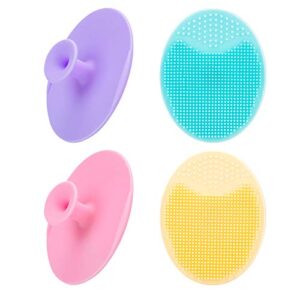 4 pack face scrubber,jexcull soft silicone facial cleansing brush face exfoliator blackhead acne pore pad cradle cap face wash brush for deep cleaning skin care