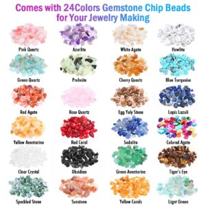 Cludoo Crystal Jewelry Making Kit with 24 Colors Crystal Beads Crystals for Jewelry Making Kit with Gemstone Beads,Jewelry Wire, Pendants, Earring Hooks Crystal Beads for Jewelry Making