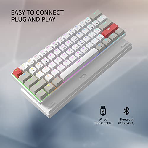 Newmen GM610 60% Wireless Mechanical Keyboard,Wired/Bluetooth RGB Backlit,61 Anti-Ghosting Keys,Programmable,Hot-Swappable Gaming Keyboard,for PC Windows Mac Laptop Computer(Linear Red Switch)