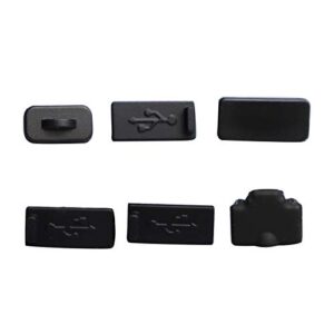 PS5 Silicone Dust Plugs Set,USB HDMI Interface Anti-dust Cover Dustproof Plug for Playstation 5 Console Accessories-6Pcs(Black)