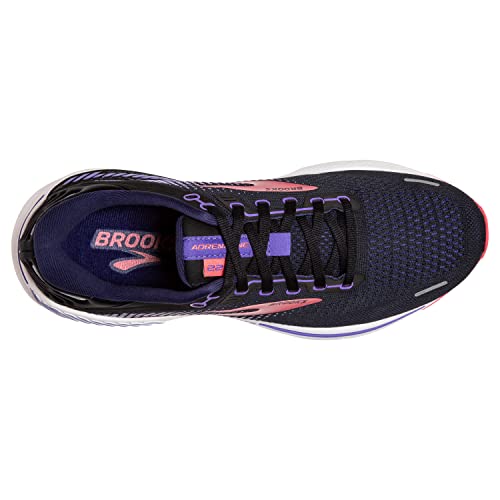 Brooks Women's Adrenaline GTS 22 Supportive Running Shoe - Black/Purple/Coral - 9 Medium