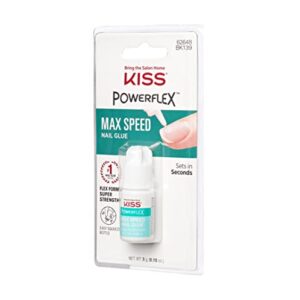 KISS PowerFlex Maximum Speed Nail Glue - Fast Drying Adhesive for Glue-On Nails & Repairs with Nozzle Tip Applicator, Ideal for Tips & Wraps, Net Wt. 0.10 oz (3g)