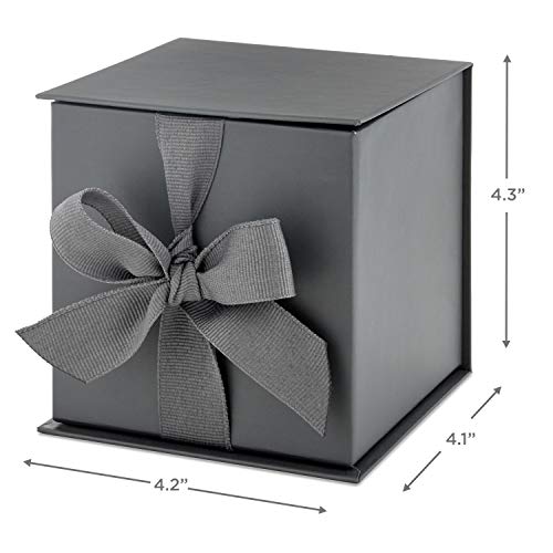 Hallmark Gray Ribbon and Paper Fill Small Gift Box with Lid, Slate Grey