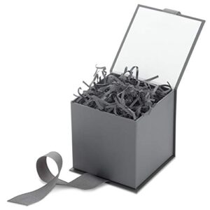 Hallmark Gray Ribbon and Paper Fill Small Gift Box with Lid, Slate Grey