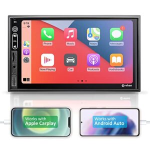 double din stereo car audio receiver - corehan 7 inch touch screen car stereo with bluetooth compatiable with android auto car play