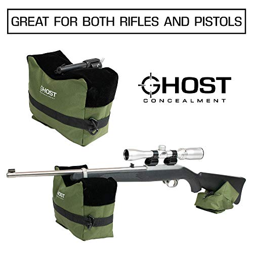 Ghost Concealment Shooting Rest Bags Front & Rear rifle support bags - Sand Bag Stand Holders for Rifles, Shooting, Range and Hunting - Pistol shooting bag - Unfilled