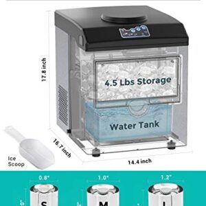 SOUKOO 2 in 1 Water Ice Maker Machine, 48lbs Daily Ice Cube Makers,Stainless Steel for Countertop,Tabletop with a Scoop and a 4.5 Pound Storage Basket……………