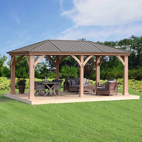 12' x 20' Cedar Gazebo with Aluminum Roof (Assembly Required)