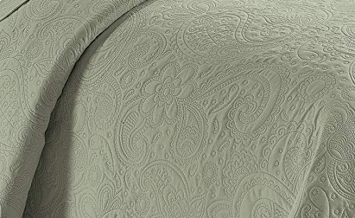 Linen Plus Embossed Coverlet Bedspread Set Oversized Solid Light Green King/California Bed Cover Bedding New # Dana