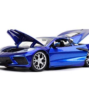 Jada Toys Bigtime Muscle 1:24 2020 Chevy Corvette Stingray Die-cast Car Candy Blue, Toys for Kids and Adults