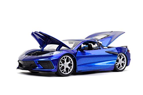 Jada Toys Bigtime Muscle 1:24 2020 Chevy Corvette Stingray Die-cast Car Candy Blue, Toys for Kids and Adults