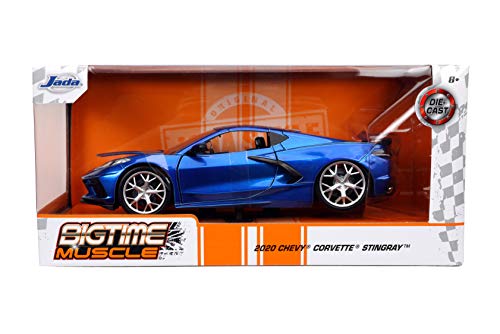 Jada Toys Bigtime Muscle 1:24 2020 Chevy Corvette Stingray Die-cast Car Candy Blue, Toys for Kids and Adults