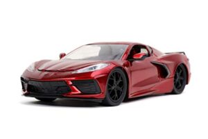 jada toys bigtime muscle 1:24 2020 chevy corvette stingray die-cast car candy red, toys for kids and adults