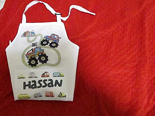 Personalized Tractor apron,Dinosaur Kids Apron,Monster kids apron, Robot Apron, Birthday Gift for boys, Car apron,Personalized apron for kids, Custom name apron, kids apron