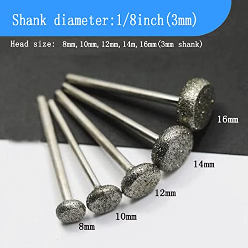 Luo ke 10 Pcs Round Shape Diamond Mounted Grinding Head Burrs for Rotary Tools with 1/8 Inch Shank