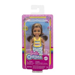 Barbie Chelsea Doll (6-inch Brunette) Wearing Skirt with Cloud Print and White Shoes, Gift for 3 to 7 Year Olds