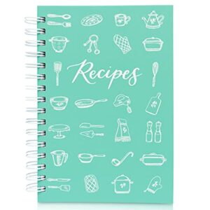 teal petal blank recipe book to write in your own recipes - recipe journal, hardcover recipe notebook holiday baking cookbook gift for bride engagement gift box, 5.75x8.75 teal utensils