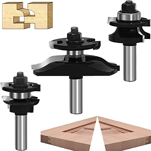 TAIWAIN 1/4 Inch Shank Router bit Groove Tongue Cutter, Raised Panel Cabinet Door with Back-Cutter Panel Round Over Tool, Door Wood CNC Milling Tool for Woodworking(F-Rounded), 12*8*4cm