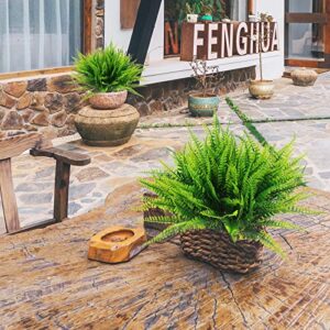 8 Pcs Artificial Boston Fern Plants Bushes Faux Plants Shrubs Greenery UV Resistant for House Office Garden Indoor Outdoor Décor