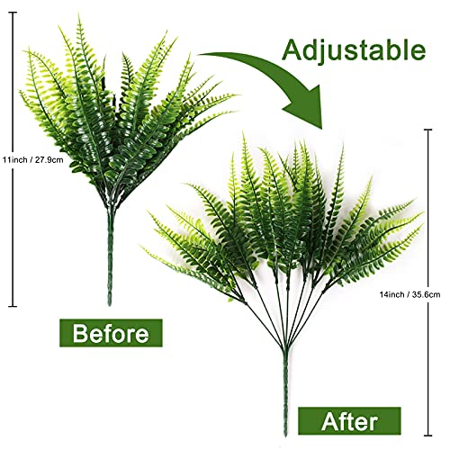 8 Pcs Artificial Boston Fern Plants Bushes Faux Plants Shrubs Greenery UV Resistant for House Office Garden Indoor Outdoor Décor