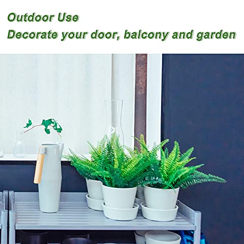 8 Pcs Artificial Boston Fern Plants Bushes Faux Plants Shrubs Greenery UV Resistant for House Office Garden Indoor Outdoor Décor