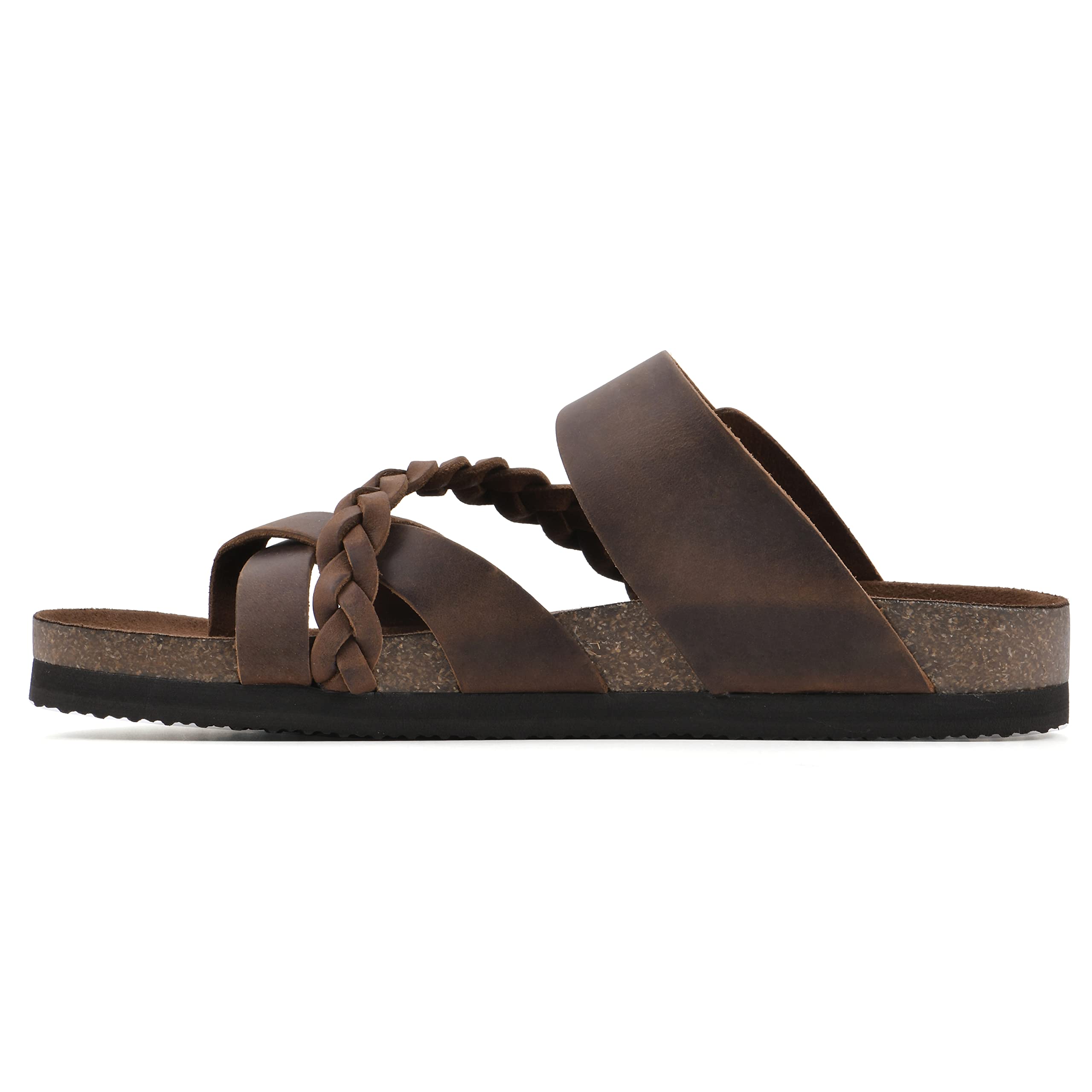 WHITE MOUNTAIN Shoes Hazy Footbed Sandal, Brown/Leather, 8 M