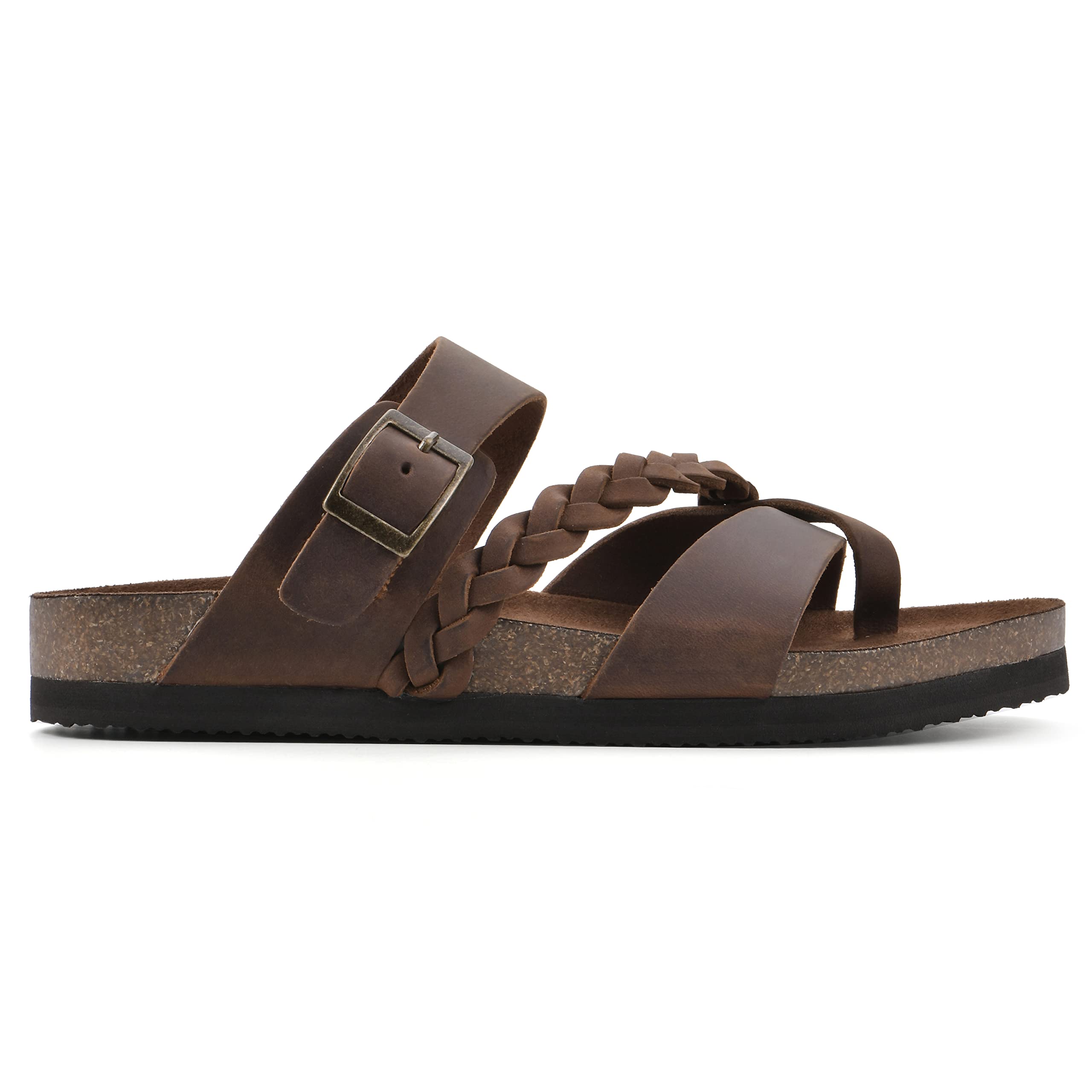 WHITE MOUNTAIN Shoes Hazy Footbed Sandal, Brown/Leather, 8 M