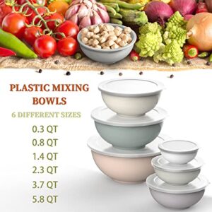 Umite Chef Nesting Mixing Bowls Set with Airtight Lids, 18 Piece Plastic, Includes Measuring Cups, Mixing Bowl Set Great for Mixing, Baking, Serving, Dishwasher (Khaki)