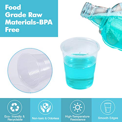 Turbo Bee 300 Pack 3 OZ Clear Plastic Cups，Disposable Bathroom Mouthwash Cups, Small Plastic Cups-Espresso Cups Ideal for Drinking Tasting, Food Samples