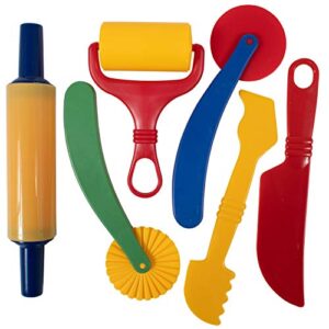 ready 2 learn dough tools - set of 6 - arts and crafts for kids - sculpting tools to roll, cut, mold and flatten - art supplies for pottery and dough