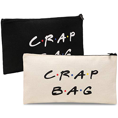 Erweicet Friends Show Merchandise Makeup Cosmetic Bags, 2 Pack Canvas Bags White and Black Zipper Makeup Bags for Friends Fans Gift1