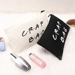 Erweicet Friends Show Merchandise Makeup Cosmetic Bags, 2 Pack Canvas Bags White and Black Zipper Makeup Bags for Friends Fans Gift1