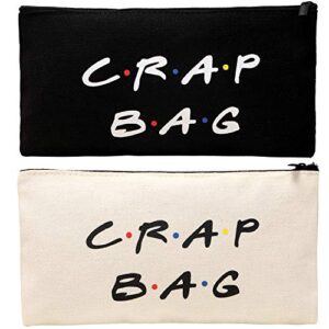 Erweicet Friends Show Merchandise Makeup Cosmetic Bags, 2 Pack Canvas Bags White and Black Zipper Makeup Bags for Friends Fans Gift1