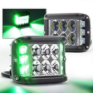 ovotor dual side shooter led lights 4inch green drl solid&strobe off road led pod lights driving lights for jeep tractor plow truck suv atv motorcycle