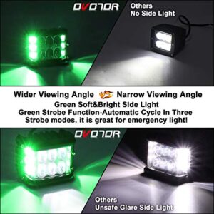 OVOTOR Dual Side Shooter LED Lights 4inch Green DRL Solid&Strobe Off Road LED Pod Lights Driving Lights for Jeep Tractor Plow Truck SUV ATV Motorcycle