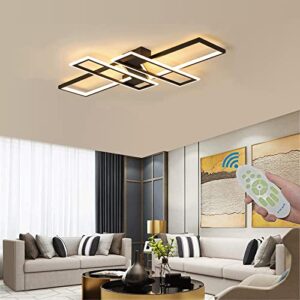 smg modern led ceiling lights fixture, remote control dimmable modern led chandelier, lamparas de techo modernas, flush mount modern ceiling lamp for bedroom living room (35.4in, black)