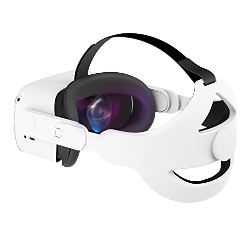 SINWEVR Adjustable Head Strap Compatible for Quest 2 VR Headset, Elite Strap Replacement for Enhanced Support and Comfort in VR, Durable and Lightweight(Lvory White)