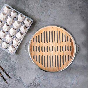 YARDWE 1 Set Stainless Steel Food Steamer Bamboo Steamer Kitchen Steamer with Lid Basket Egg Steamer Rack Metal Egg Steam Rack for Home Restaurant Kitchen 30cm