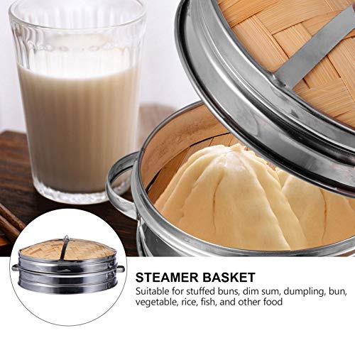 YARDWE 1 Set Stainless Steel Food Steamer Bamboo Steamer Kitchen Steamer with Lid Basket Egg Steamer Rack Metal Egg Steam Rack for Home Restaurant Kitchen 30cm