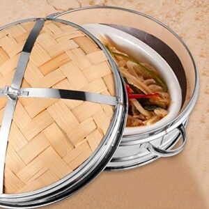 YARDWE 1 Set Stainless Steel Food Steamer Bamboo Steamer Kitchen Steamer with Lid Basket Egg Steamer Rack Metal Egg Steam Rack for Home Restaurant Kitchen 30cm