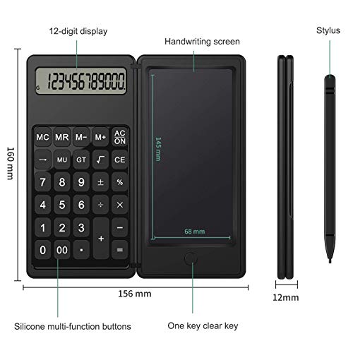 Calculators,JEOEUS,Doodle Pad Calculators,Kids Calculator，Calculator with Writing Tablet，Calculator Desktop,6 LCD Writing TabletCalculator12 Digit Display, Electronic Board Drawing/Memo Pads