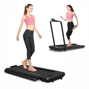 bifanuo 2 in 1 folding treadmill, smart walking running machine with bluetooth audio speakers, installation-free，under desk treadmill for home/office gym cardio fitness（black）