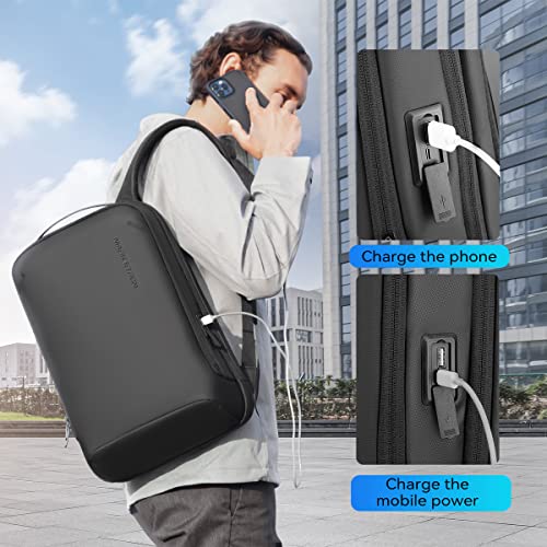 Muzee Laptop Backpack for Men,Slim Business Backpack With USB Plug Fits 15.6 inch PC,Structured Shell Design