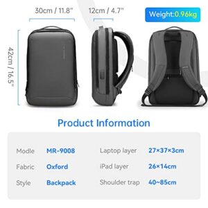 Muzee Laptop Backpack for Men,Slim Business Backpack With USB Plug Fits 15.6 inch PC,Structured Shell Design