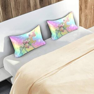 Blueangle Rainbow Unicorn Satin Pillowcase for Hair and Skin Silk Pillowcase, Standard Size(20x26 inches) - Slip Cooling Satin Pillow Covers with Envelope Closure