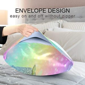 Blueangle Rainbow Unicorn Satin Pillowcase for Hair and Skin Silk Pillowcase, Standard Size(20x26 inches) - Slip Cooling Satin Pillow Covers with Envelope Closure