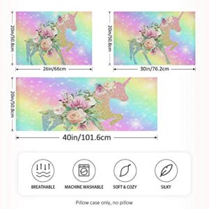 Blueangle Rainbow Unicorn Satin Pillowcase for Hair and Skin Silk Pillowcase, Standard Size(20x26 inches) - Slip Cooling Satin Pillow Covers with Envelope Closure