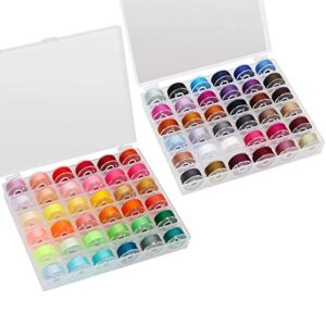 wiwaplex 72 pcs prewound bobbins sewing threads standard size and assorted colors thread bobbins with bobbin case for brother/babylock/janome/elna/singer embroidery machine (72 colors)